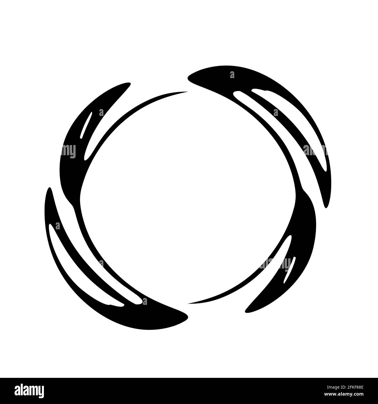 Round grunge frame isolated on white background. Black circle ink ...