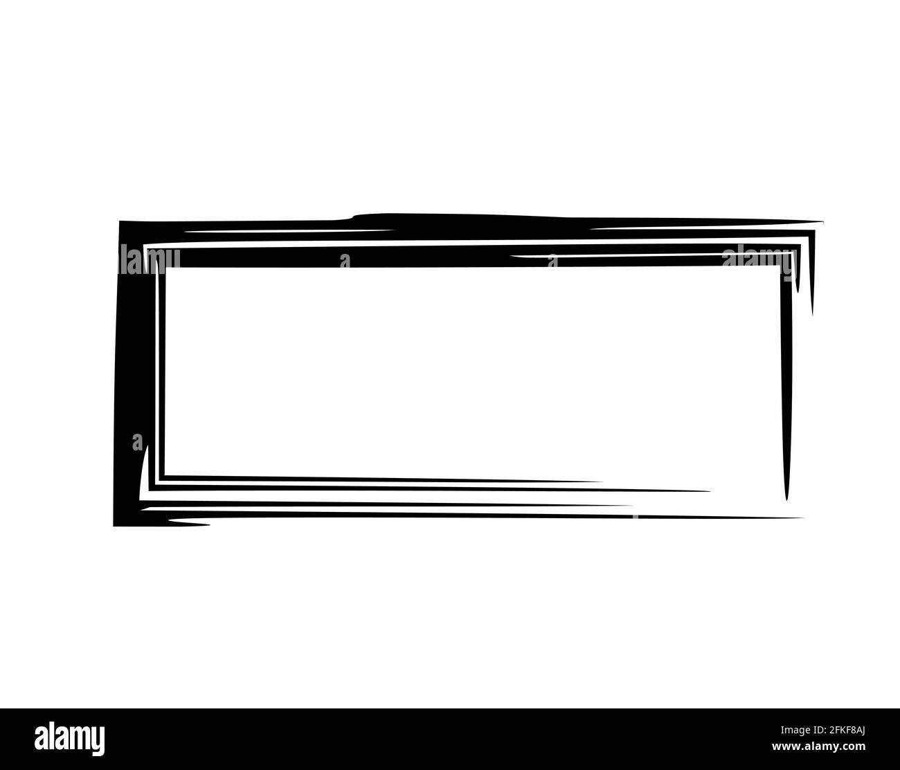 Rectangle grunge frame isolated on white background. Black ink border ...