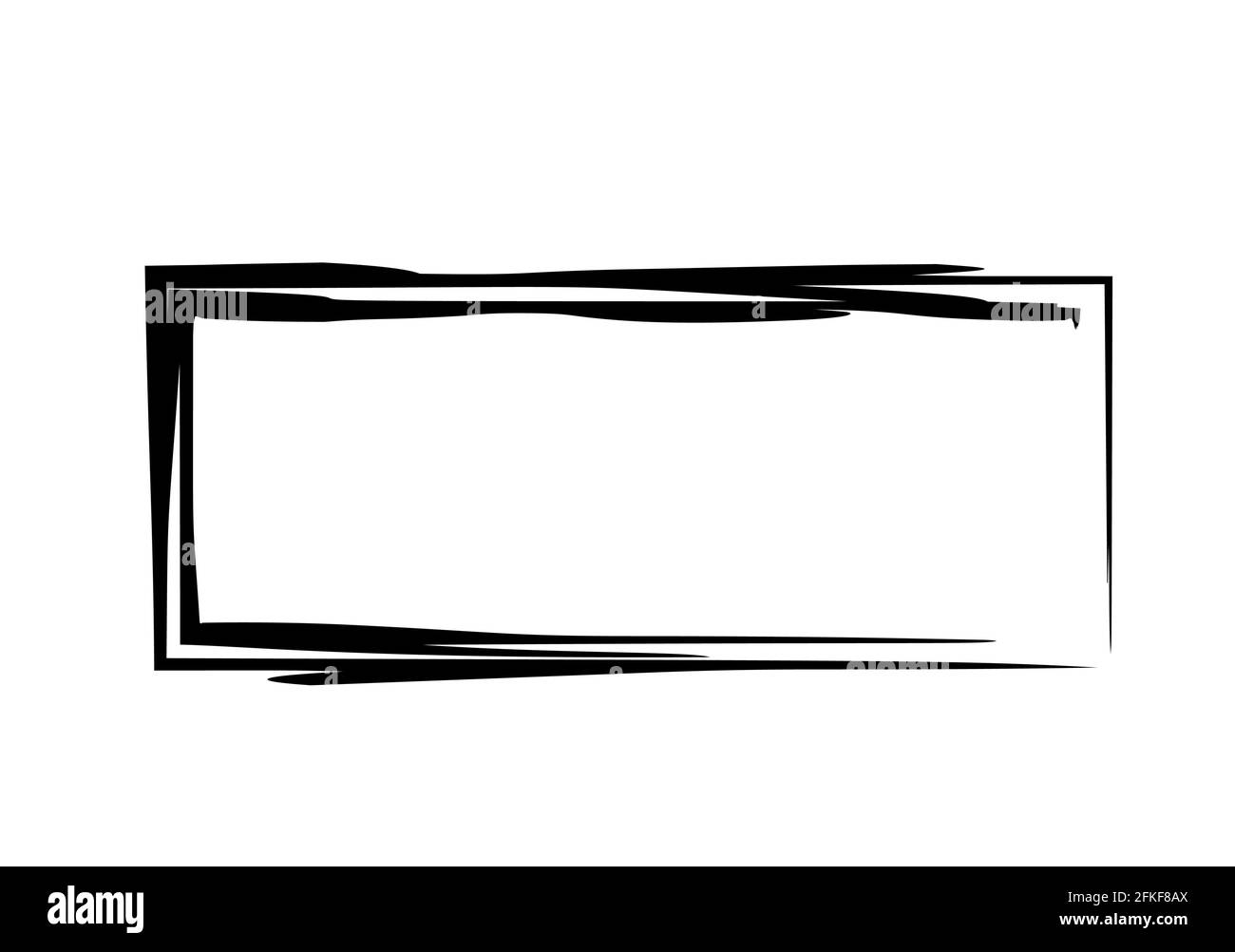 Rectangle grunge frame isolated on white background. Black ink border ...