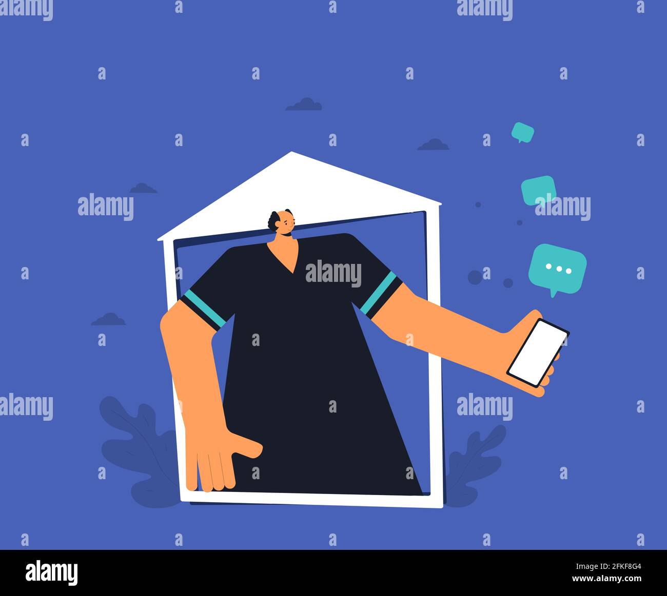 Online communication. Man portrait with frame. Male person got a ...