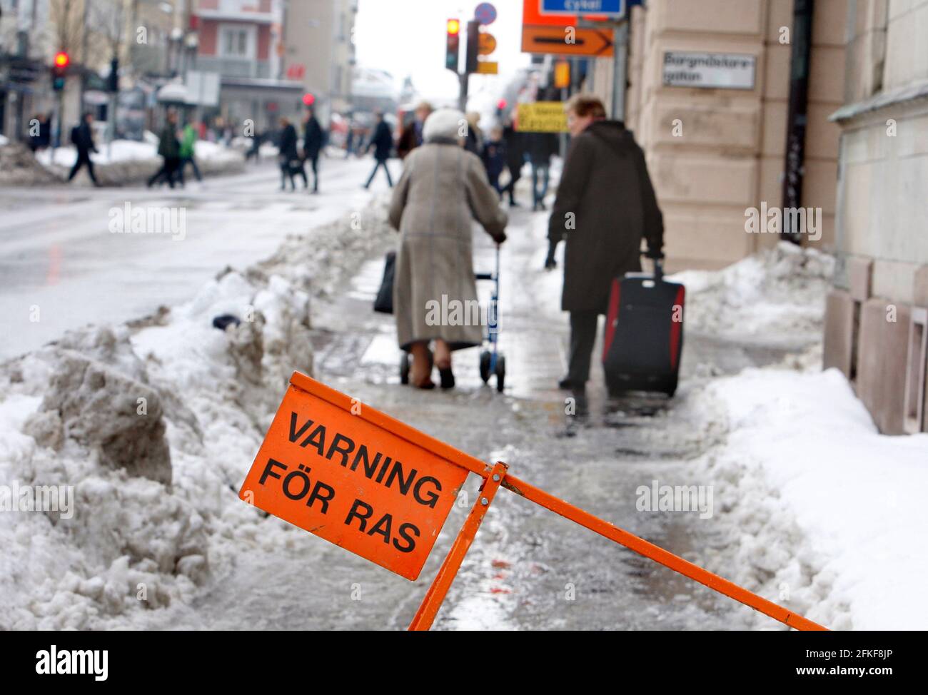 Daily life and signs, Linköping during a winter day, Sweden Stock Photo ...