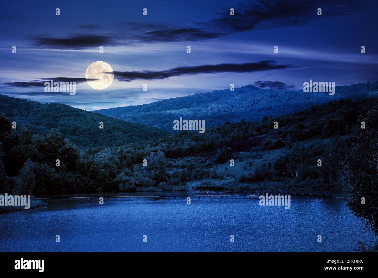 Moonlight lake shore night hi-res stock photography and images - Alamy