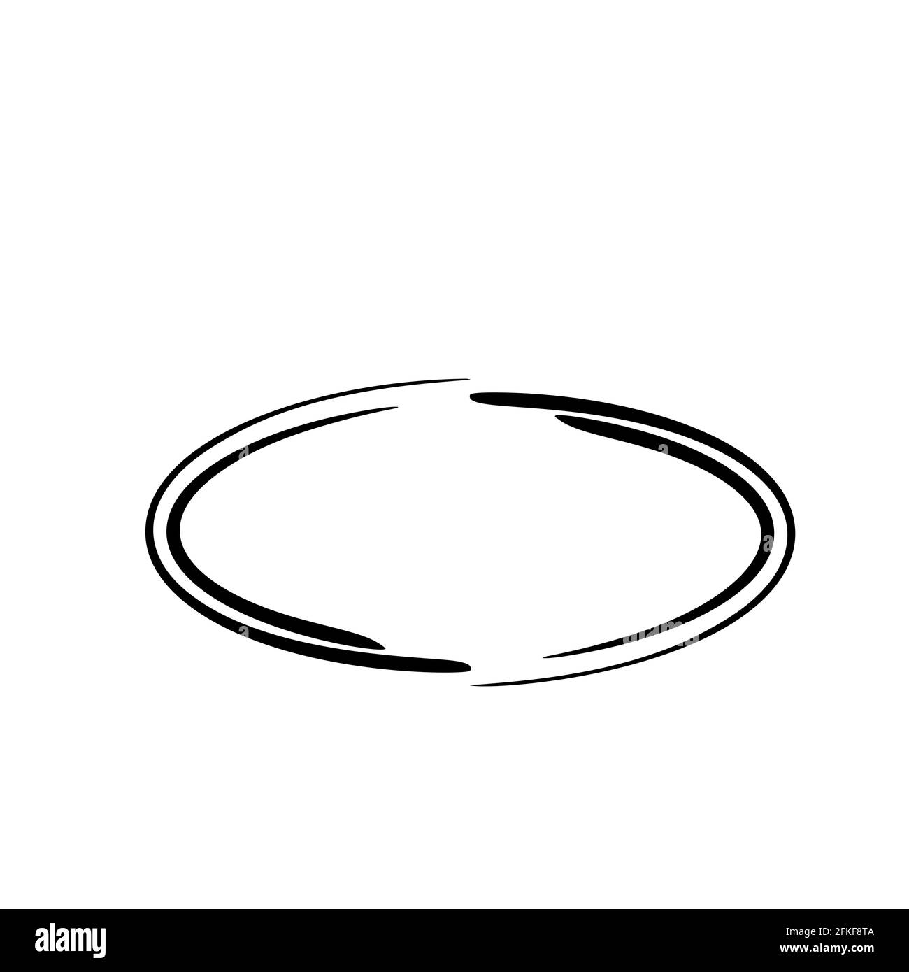 Oval grunge frame isolated on white background. Black ellipse ink ...