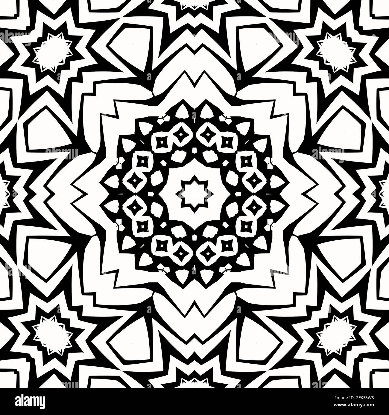 Mandala vector art round symmetrical pattern design in black and white ...