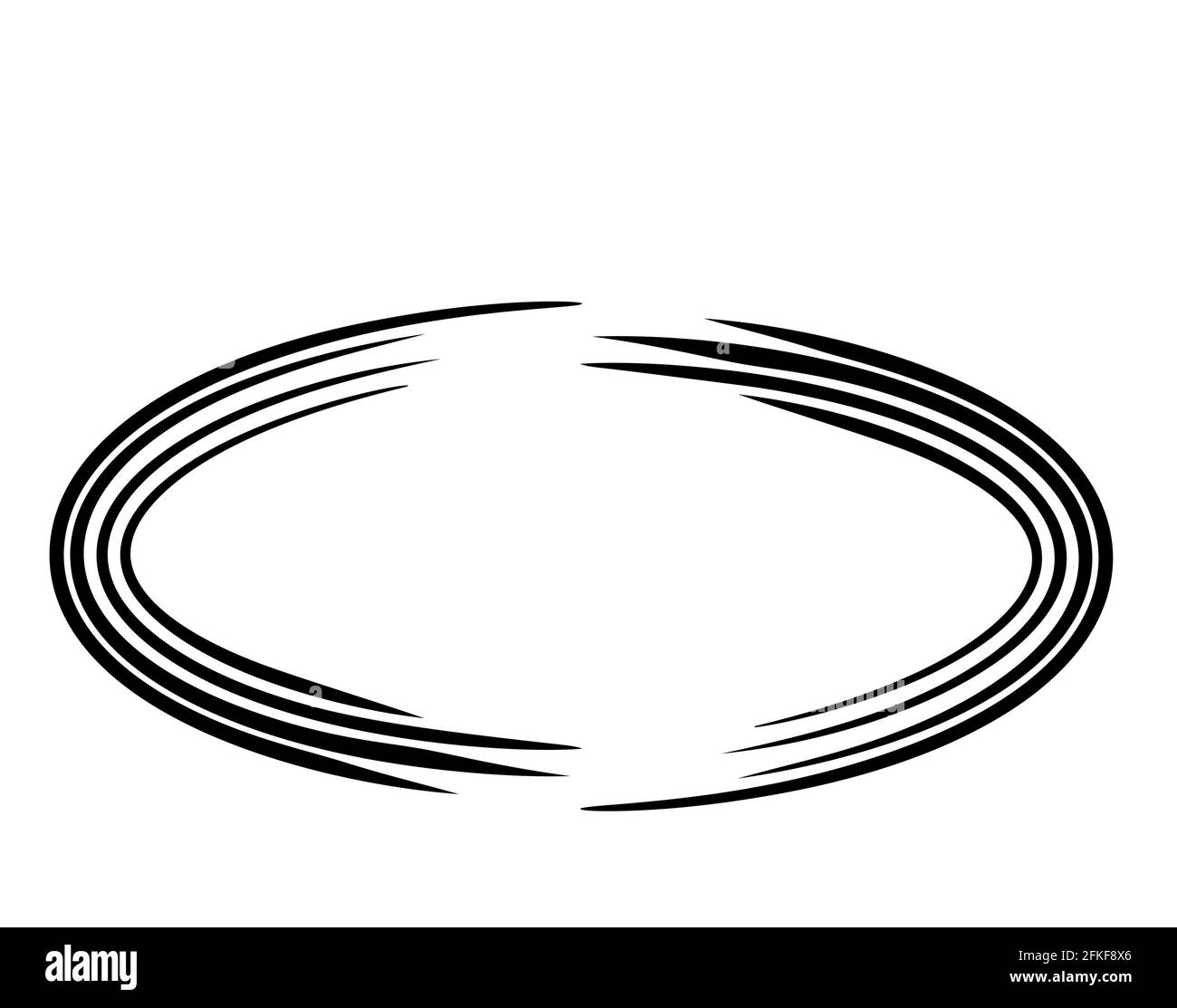 Oval grunge frame isolated on white background. Black ellipse ink ...