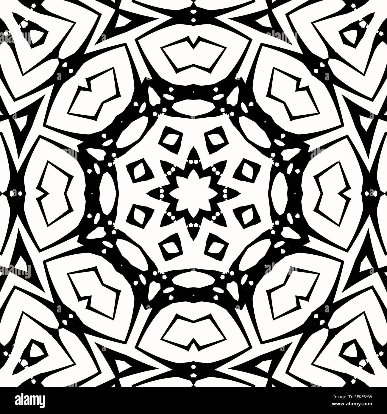 Mandala vector art round symmetrical pattern design in black and white ...