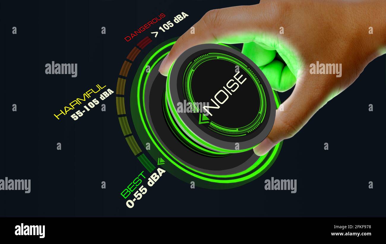Noise Control Concept with knob button changing value Best to Dangerous ...