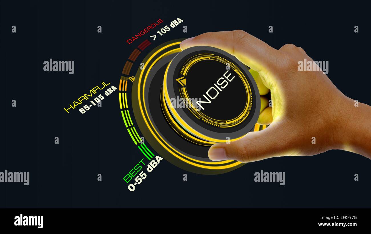 Noise Control Concept with knob button changing value Best to Dangerous ...