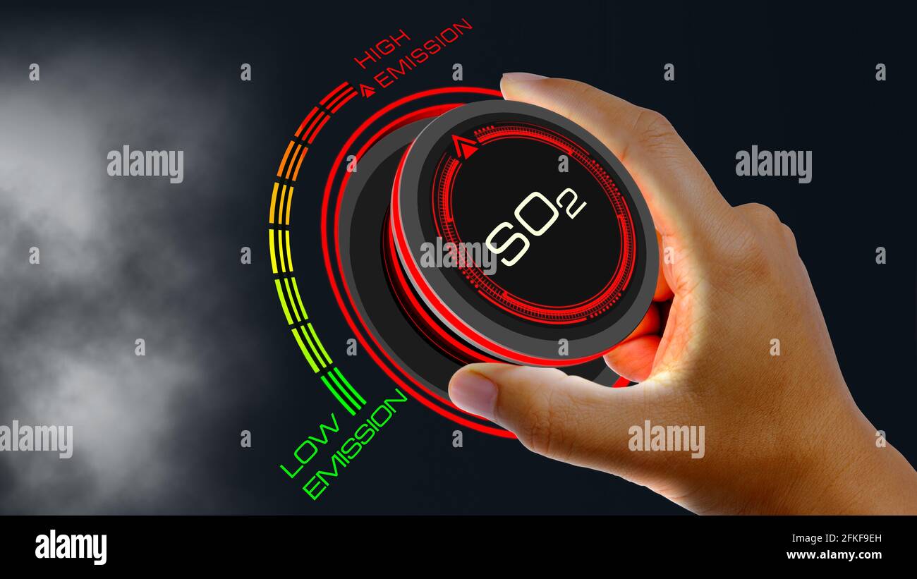 So2 Emission Concept with knob button changing value Low Emission to ...