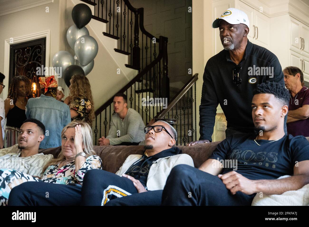 Lake Forest, USA. 30th Apr, 2021. Amon-Ra St. Brown (2nd from right ...