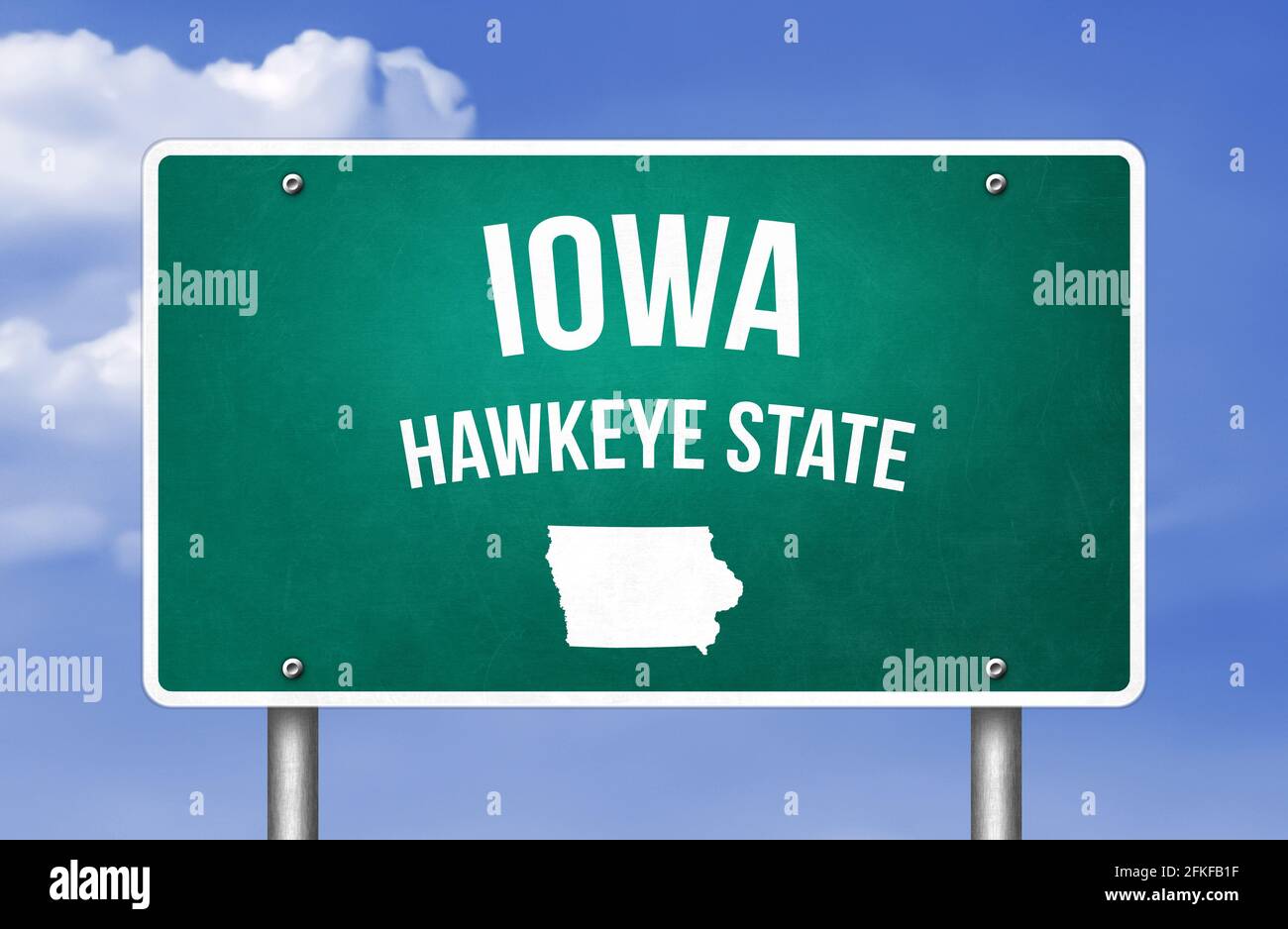 Iowa - road sign illustration Stock Photo - Alamy