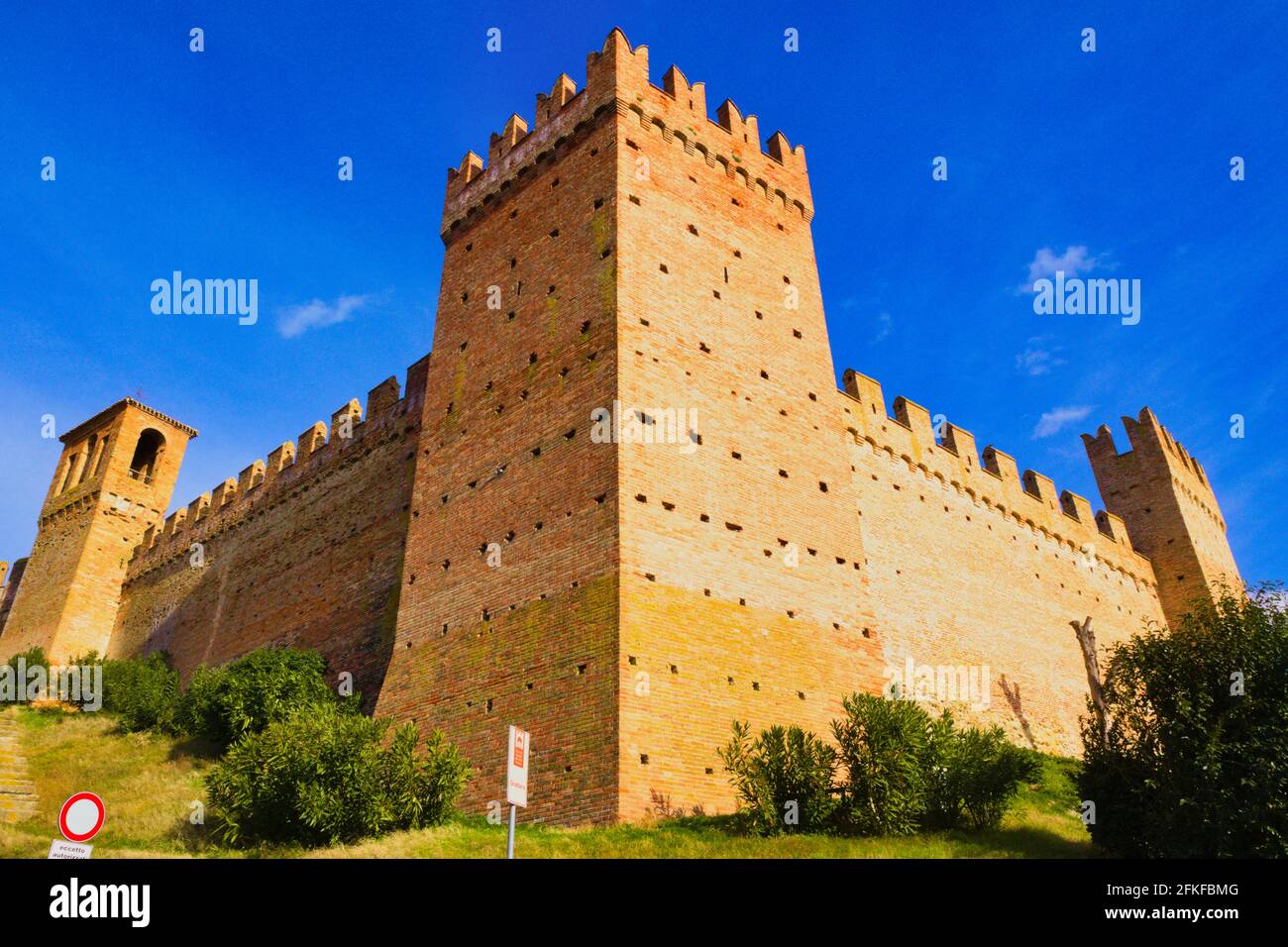 Gradara, external view of walls and defensive towers, Marche Region ...