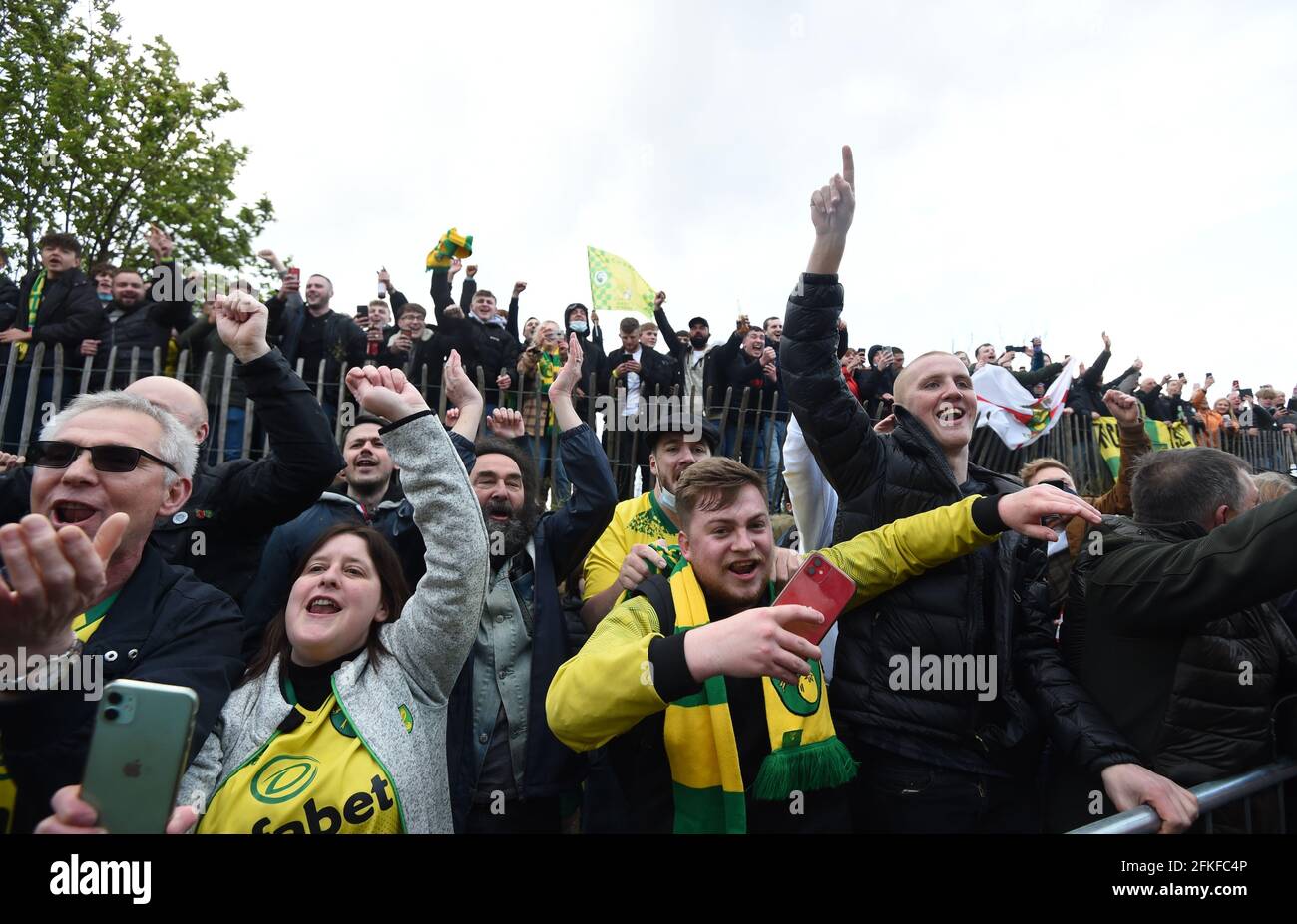 Norwich City fans celebrate being crowned champions during the Sky Bet ...