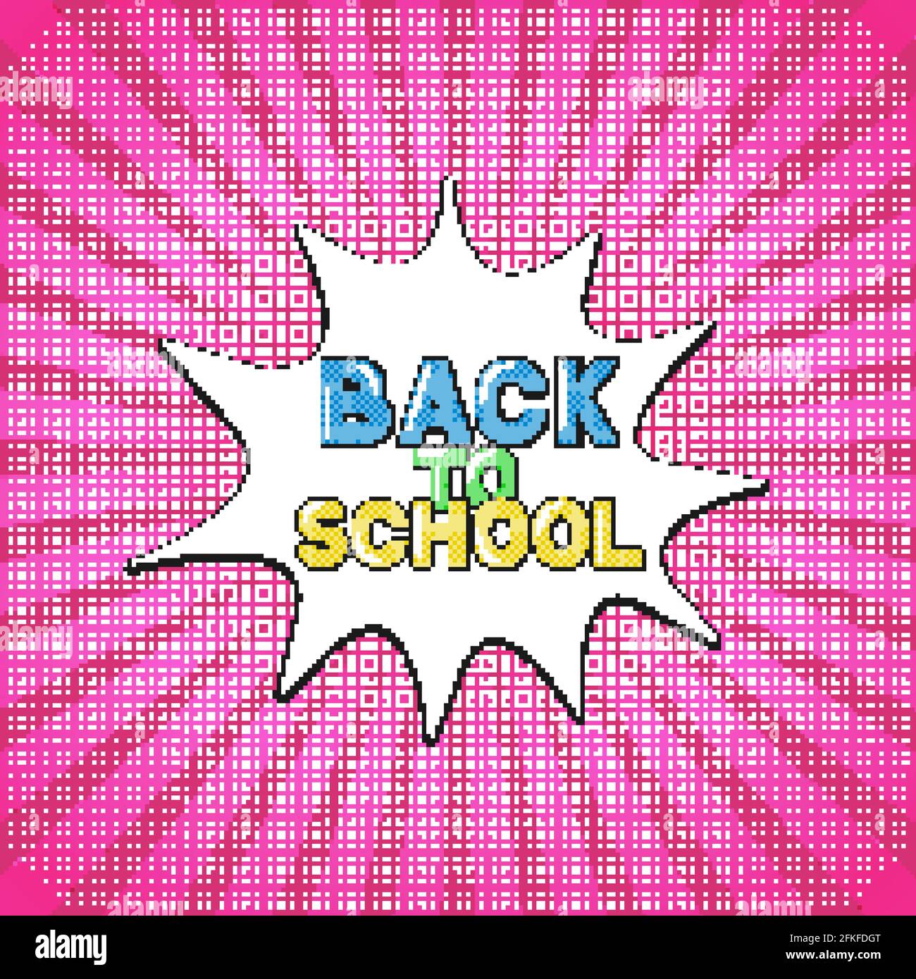 Comic lettering Back to school on bright pink background. Retro banner ...