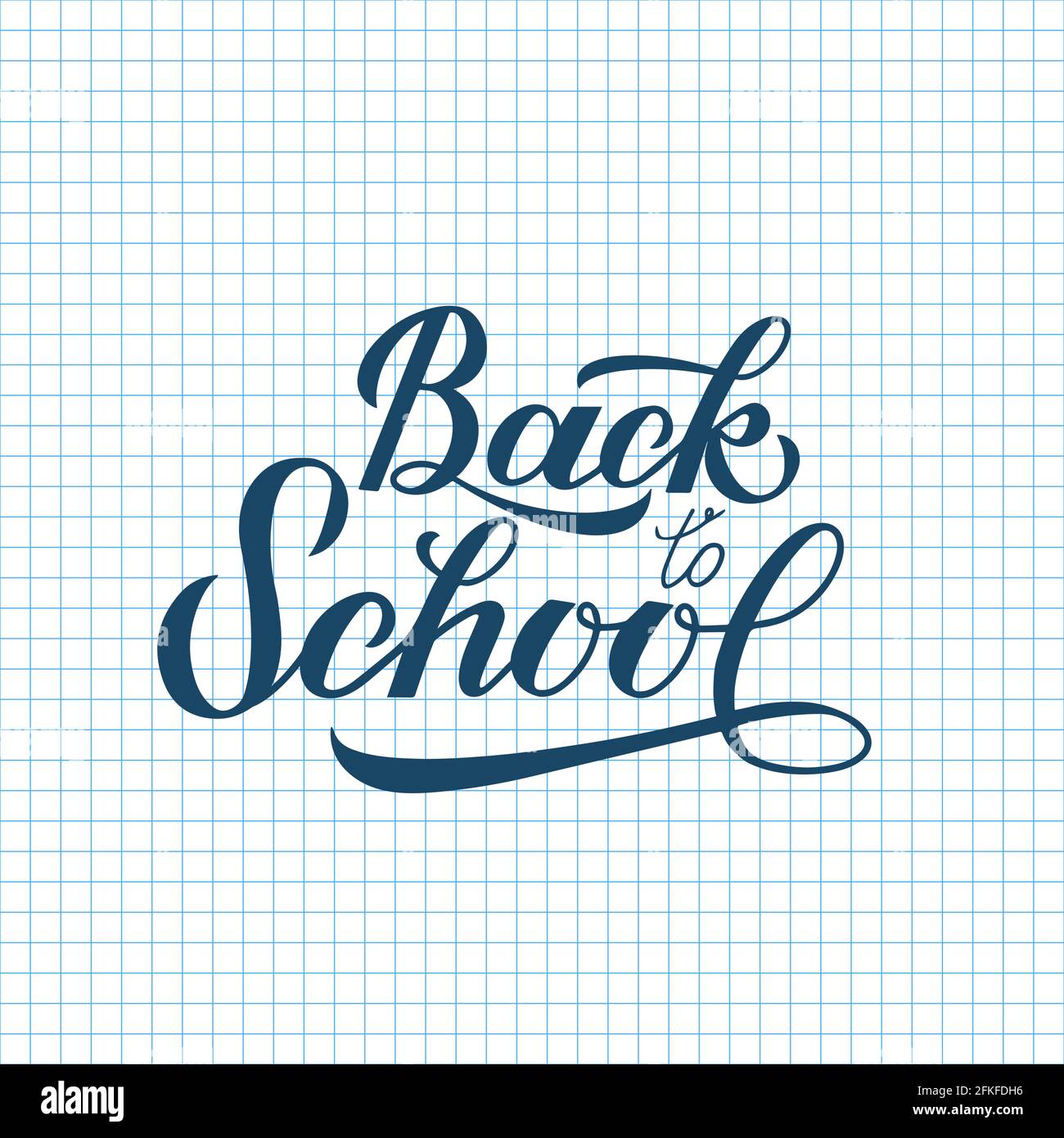 Back to school calligraphy hand lettering on checkered page of exercise ...