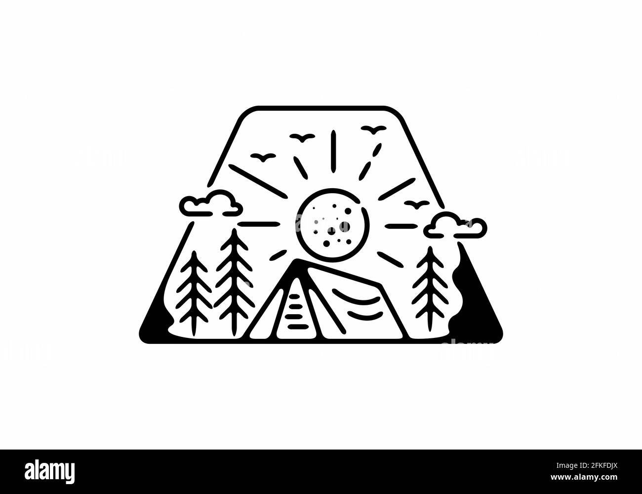 Camping Black And White Clip Art