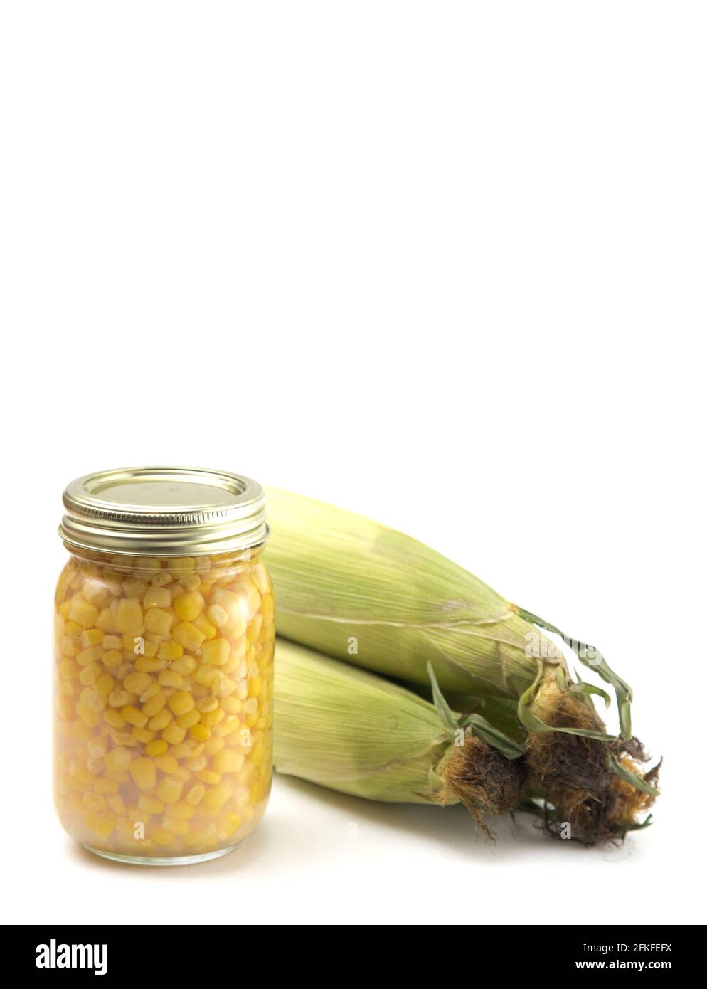 Corn Canned in a Home Canning Jar on a White Background Stock Photo - Alamy
