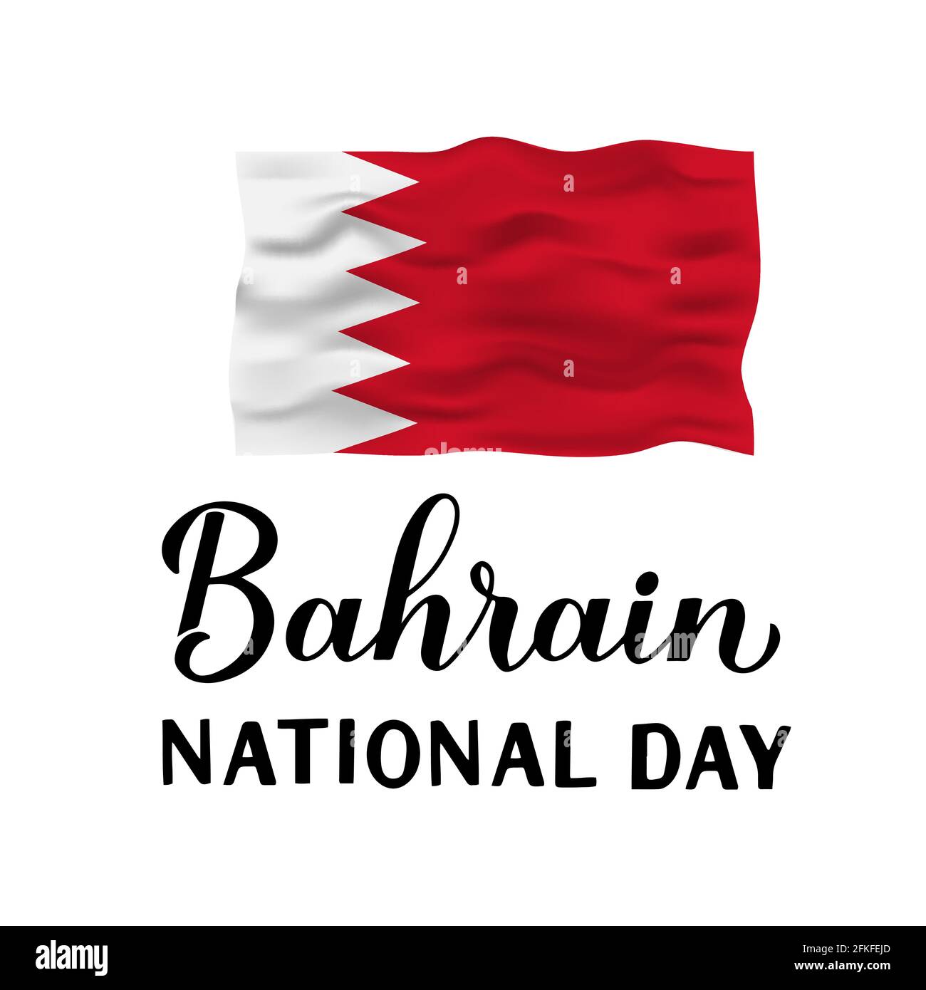 Bahrain National Day calligraphy hand lettering with flag. Holiday ...