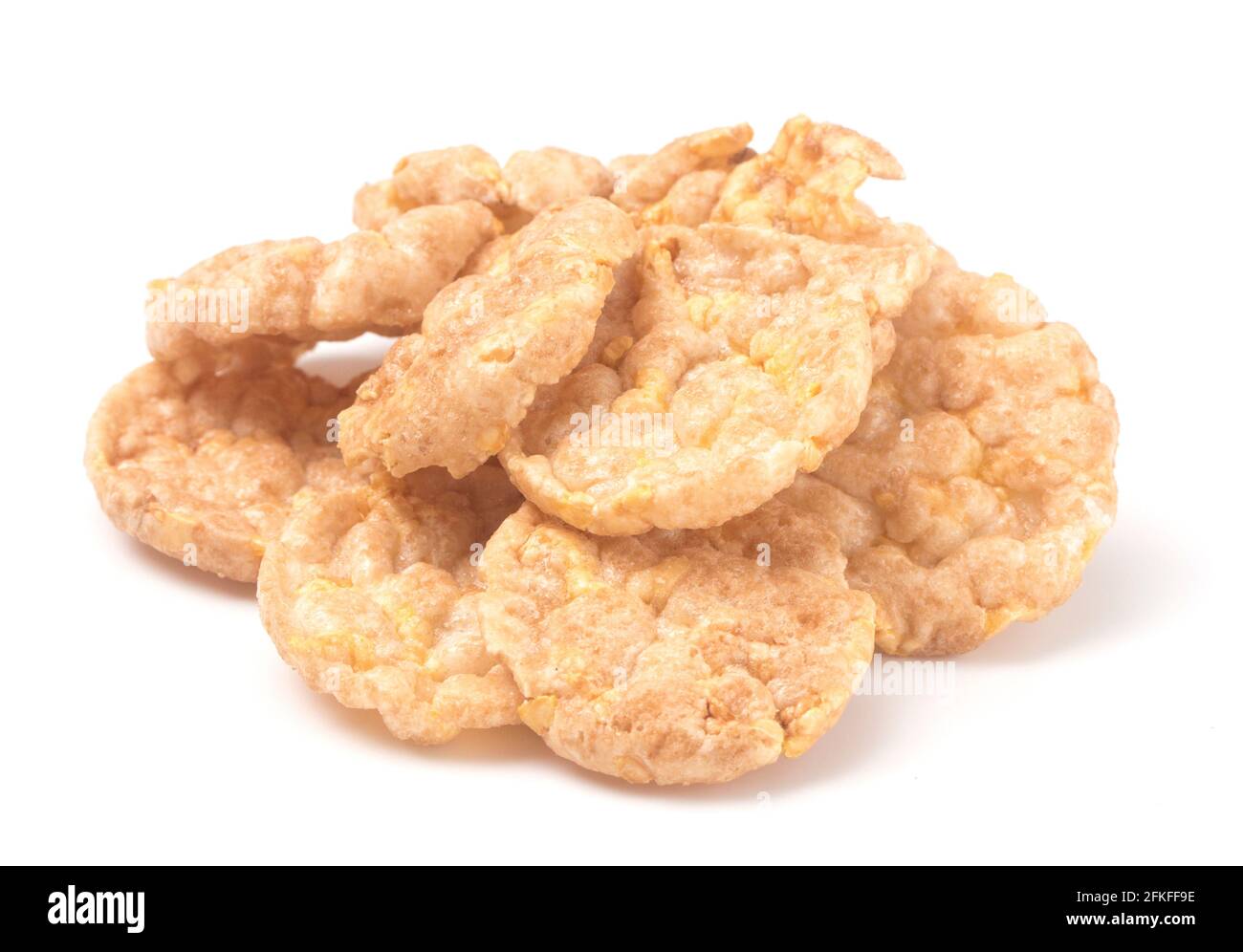 Flavored Mini Rice Crackers on a White Background Stock Photo - Alamy