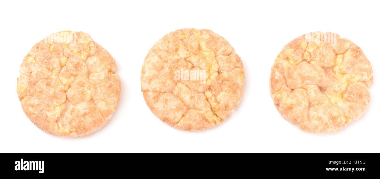 Flavored Mini Rice Crackers on a White Background Stock Photo - Alamy