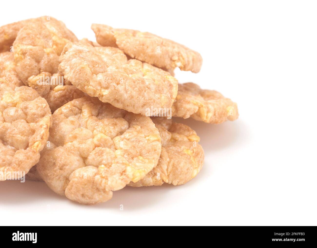 Flavored Mini Rice Crackers on a White Background Stock Photo - Alamy