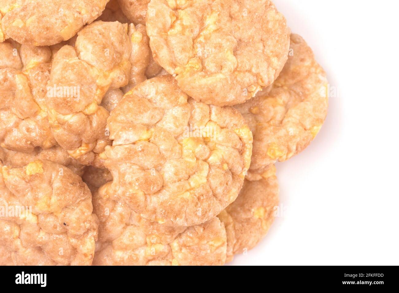 Flavored Mini Rice Crackers on a White Background Stock Photo - Alamy
