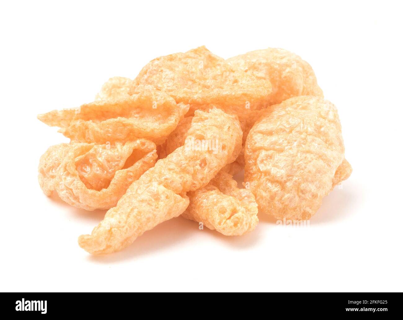 Crispy Pork Rinds Isolated on a White Background Stock Photo - Alamy