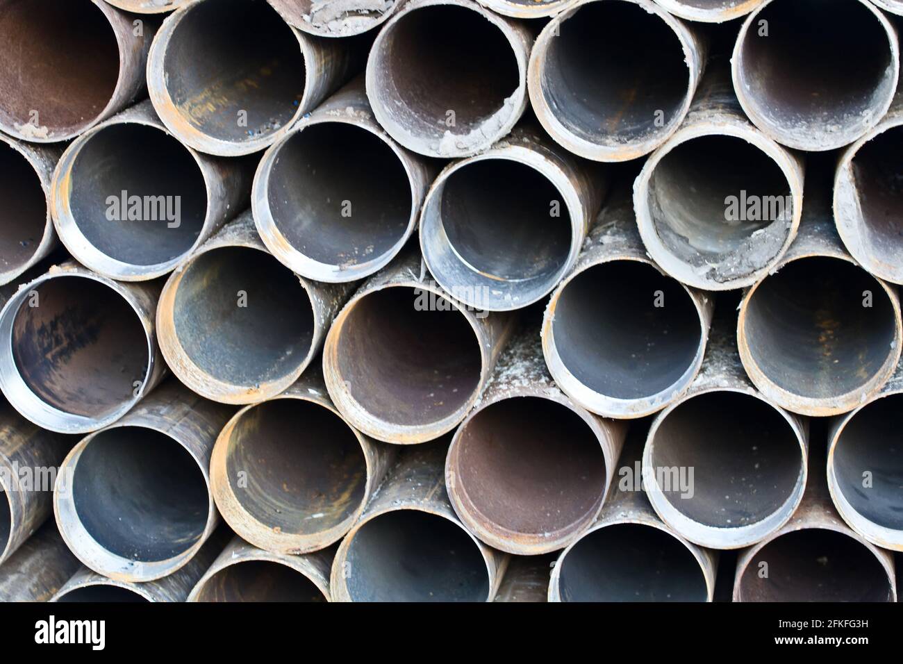 Geological exploration. Steel pipes (boring tube) for drilling the ...