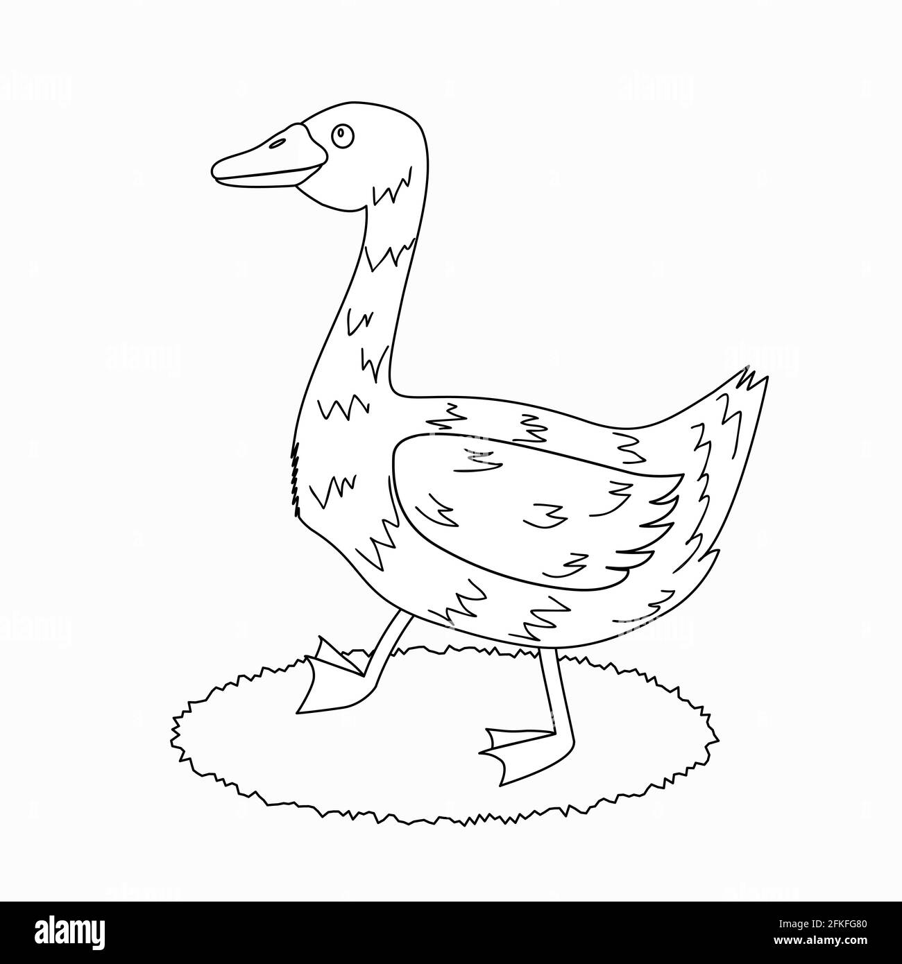 Cute goose white and black vector illustration for kid coloring book ...
