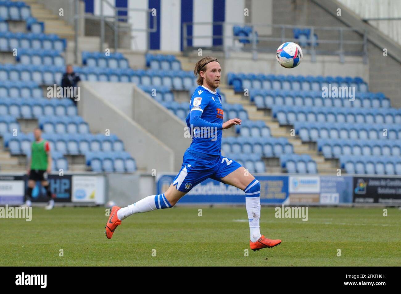 Colchester, Essex, UK. 1st May, 2021. Colchesters Ben Stevenson during ...