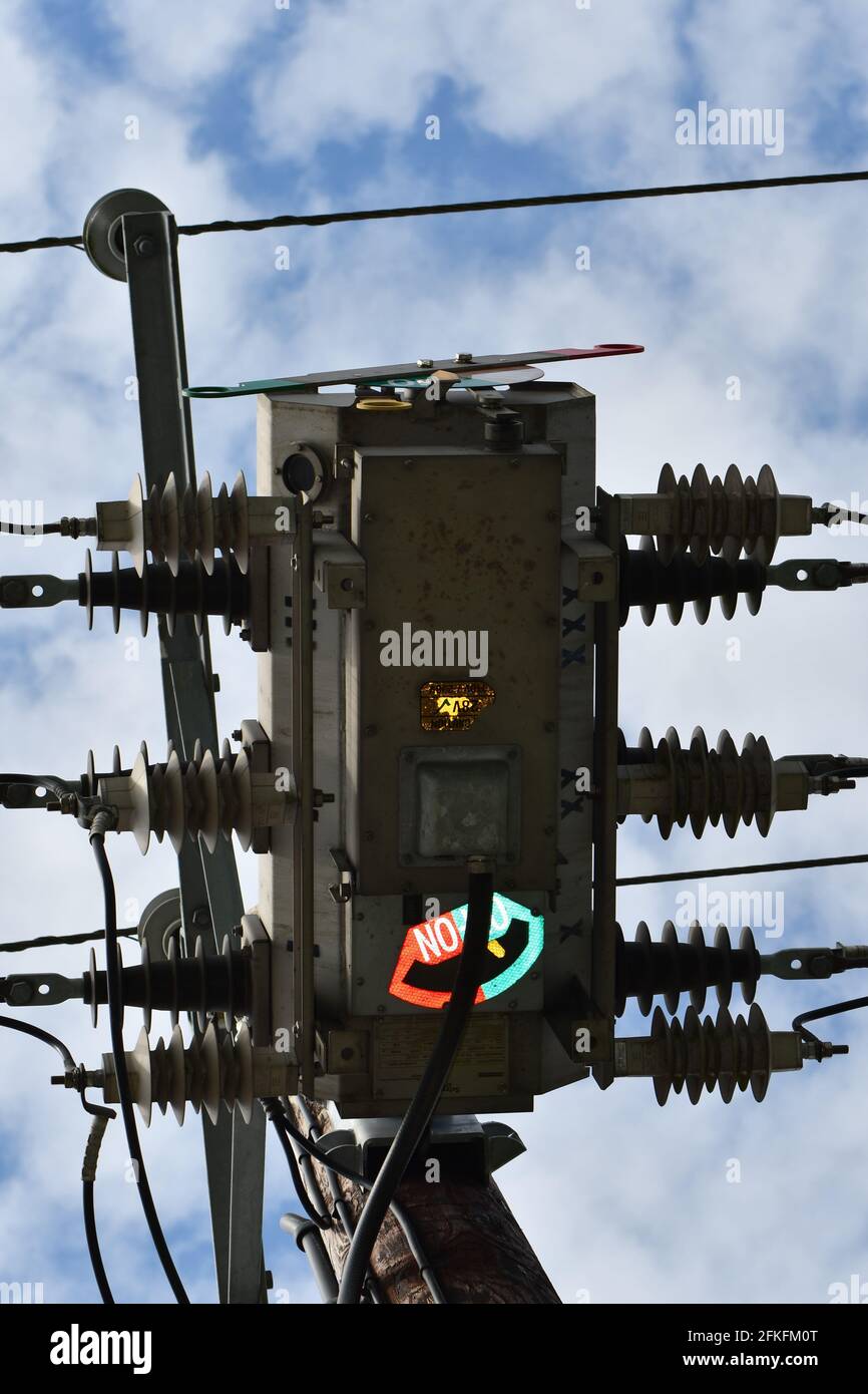 Electric pole high voltage transformer in the United Kingdom, UK Stock ...