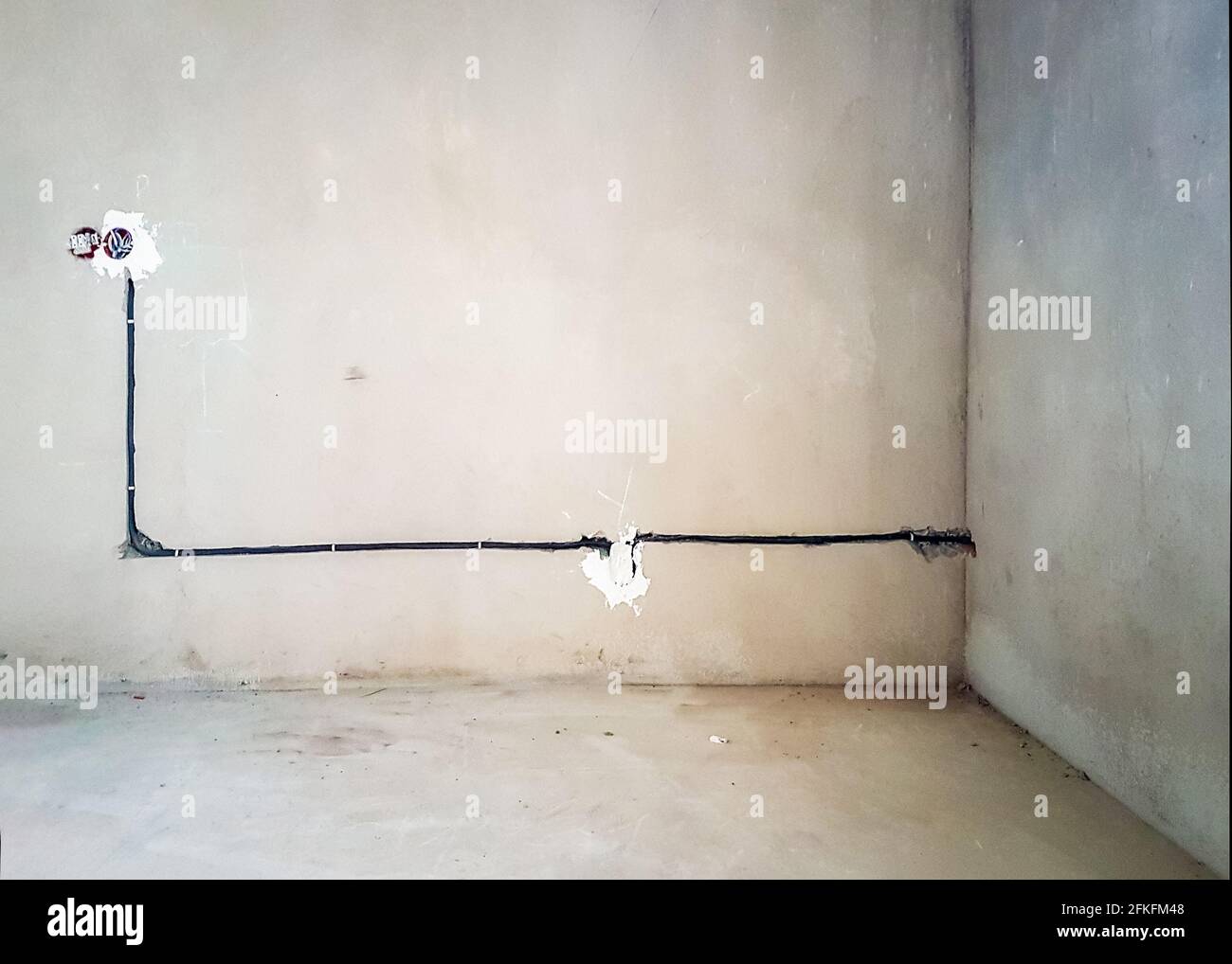 Wiring. Sockets and wires in the wall - room repair - interior design ...