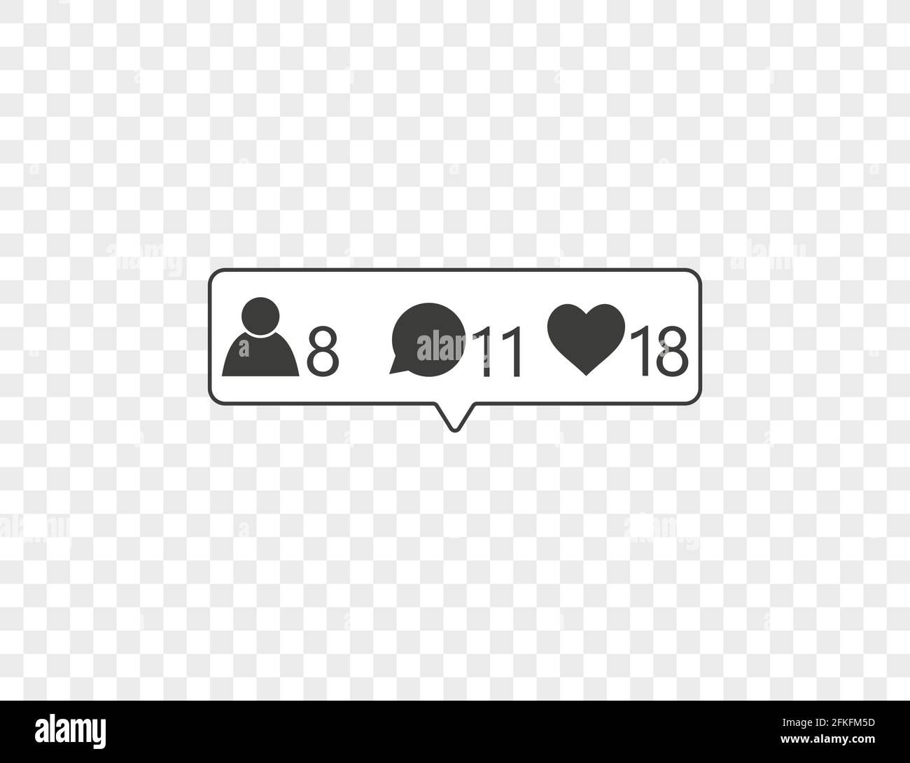 Like, follow, comment icon on transparent background. Vector ...