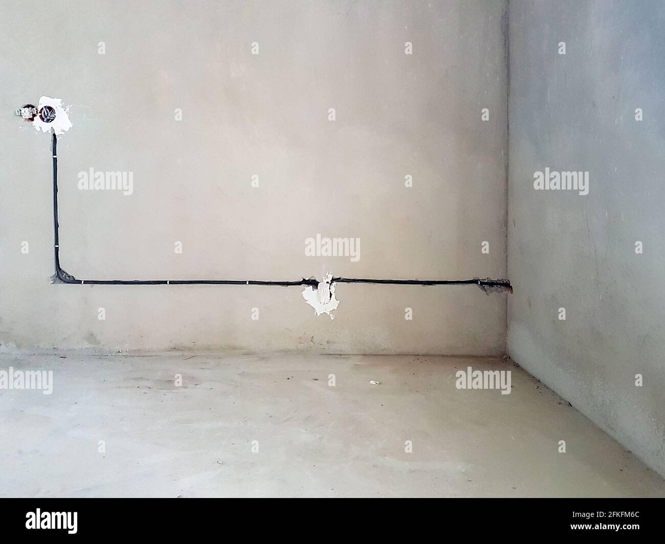 Wiring. Sockets and wires in the wall - room repair - interior design ...