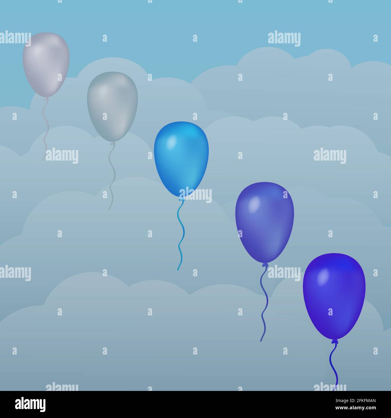 Blue balloons in the sky. Vector illustration Stock Vector Image & Art ...