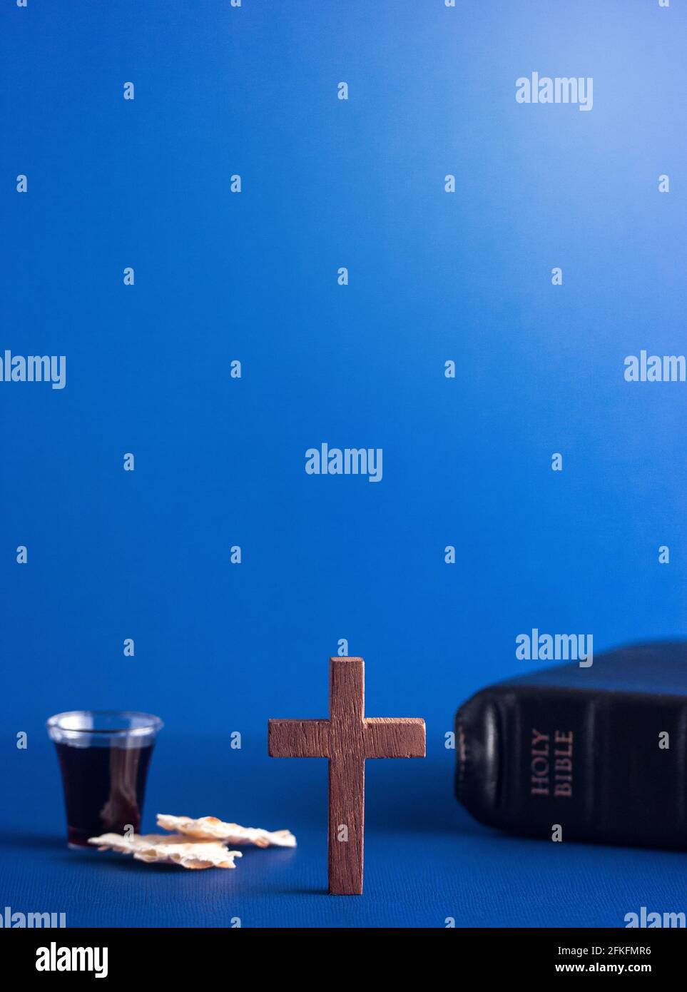 Symboles of Christianity and the Communion on a Blue Background Stock ...