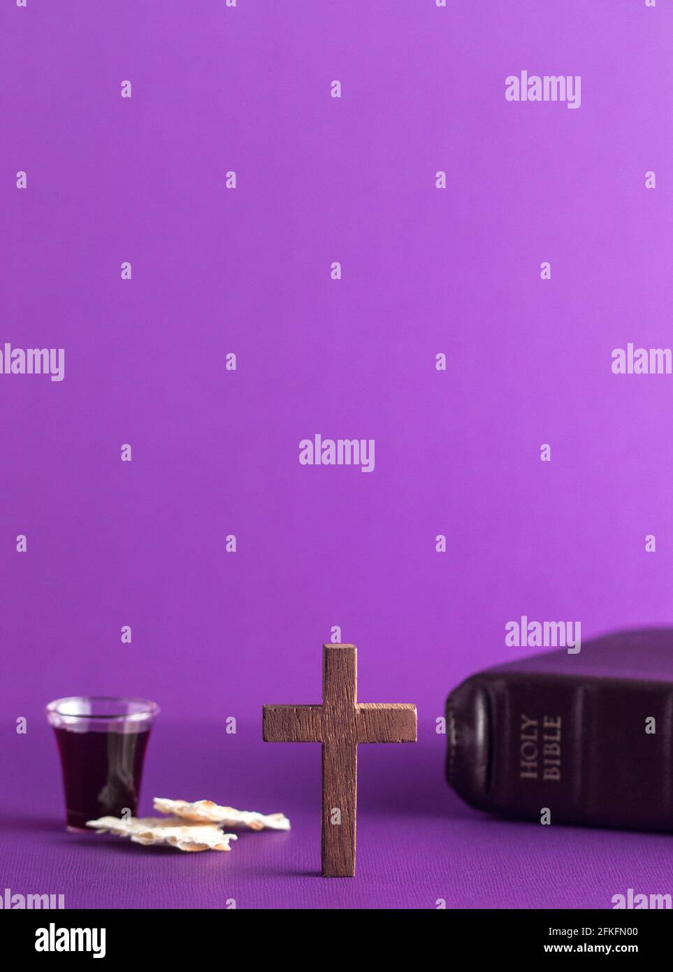 Symboles of Christianity and the Communion on a Purple Background Stock ...