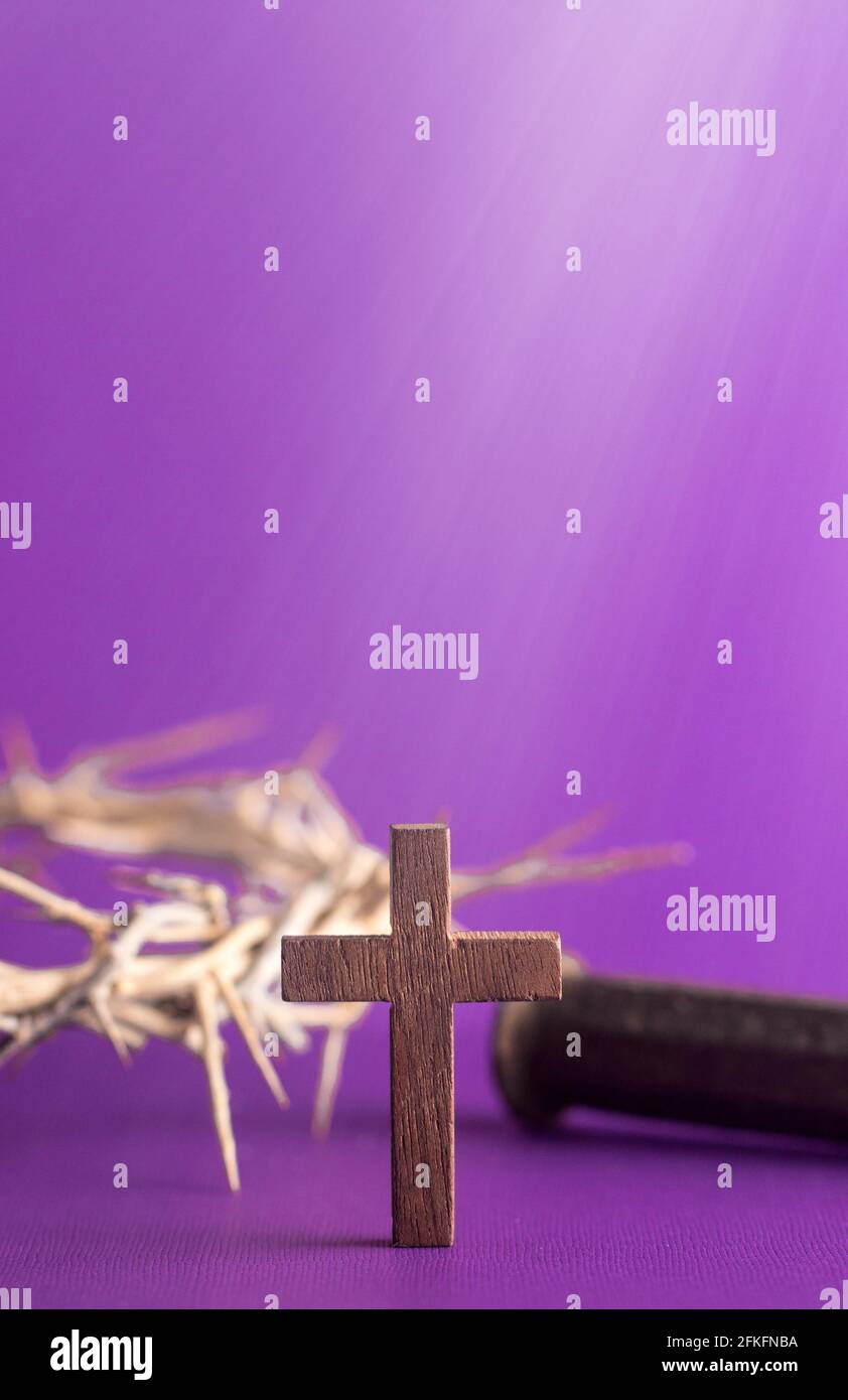 Symbols of the Crucifixion with a Nail and the Crown of Throns Stock ...