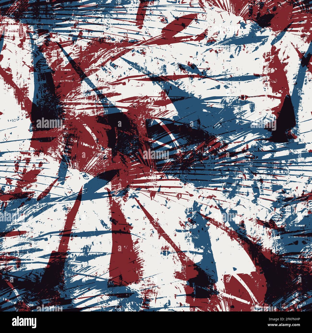 Seamless tropical pattern in red blue black white Stock Photo - Alamy