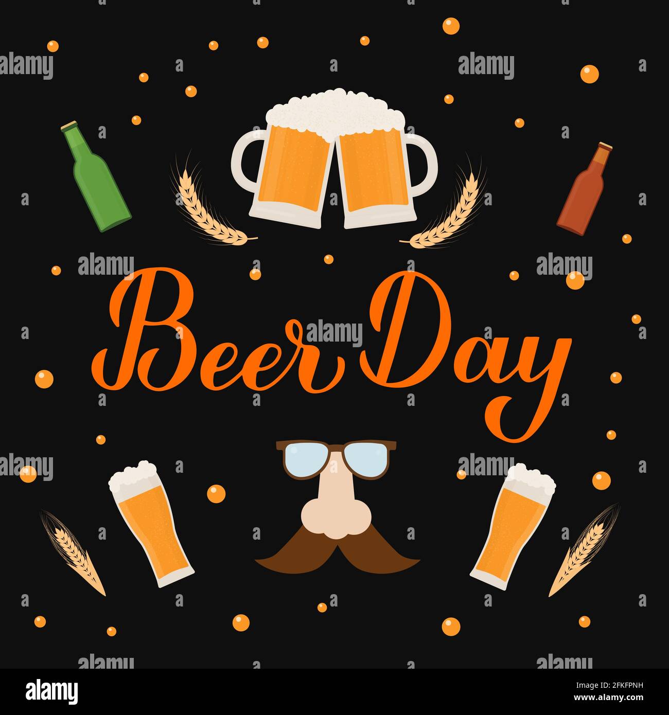 Beer day calligraphy hand lettering. Holiday celebrate on the first ...