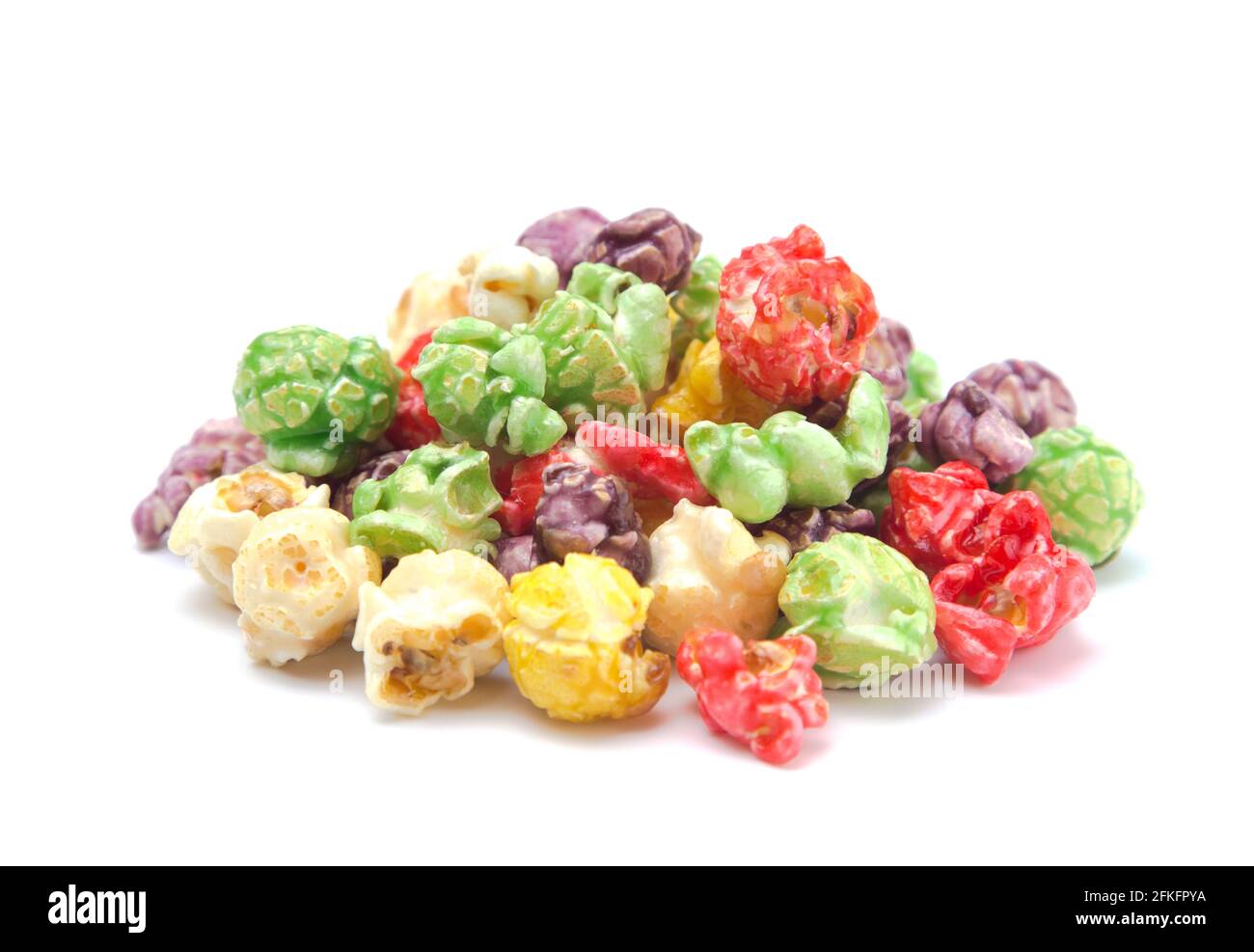 Multiflavored Candy Popcorn on a White Background Stock Photo - Alamy