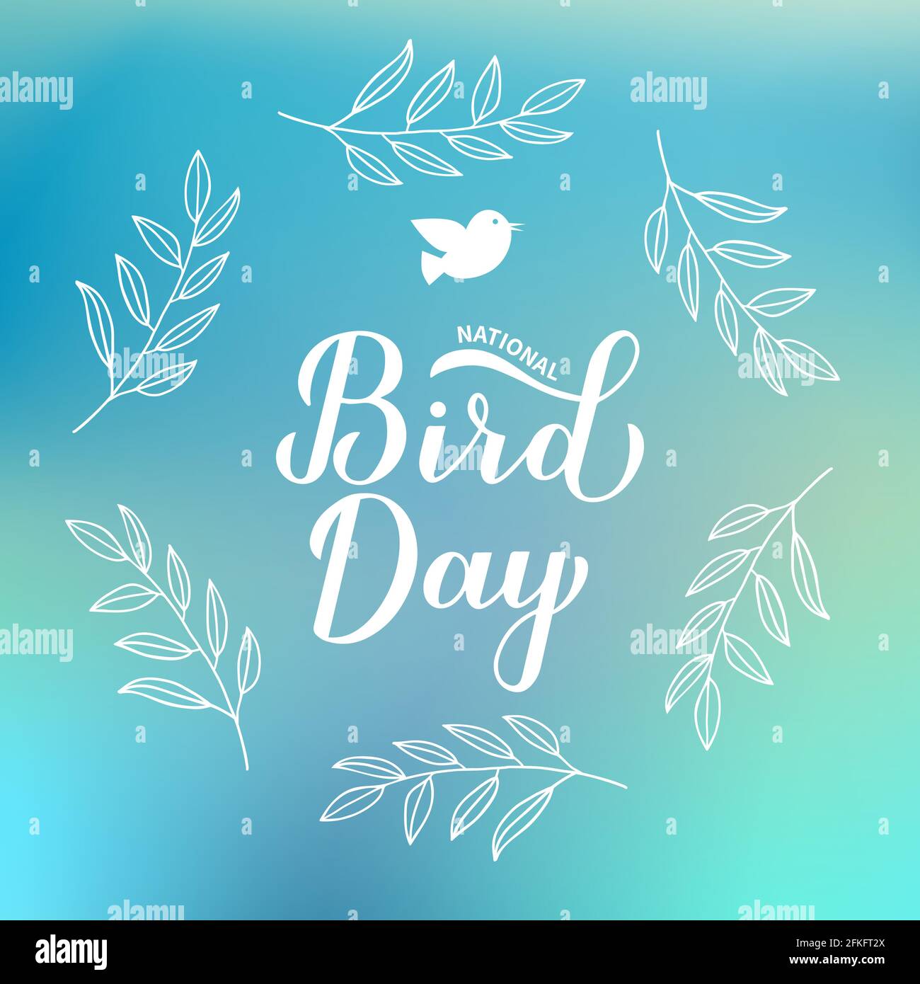 National Bird Day calligraphy hand lettering on blue background ...