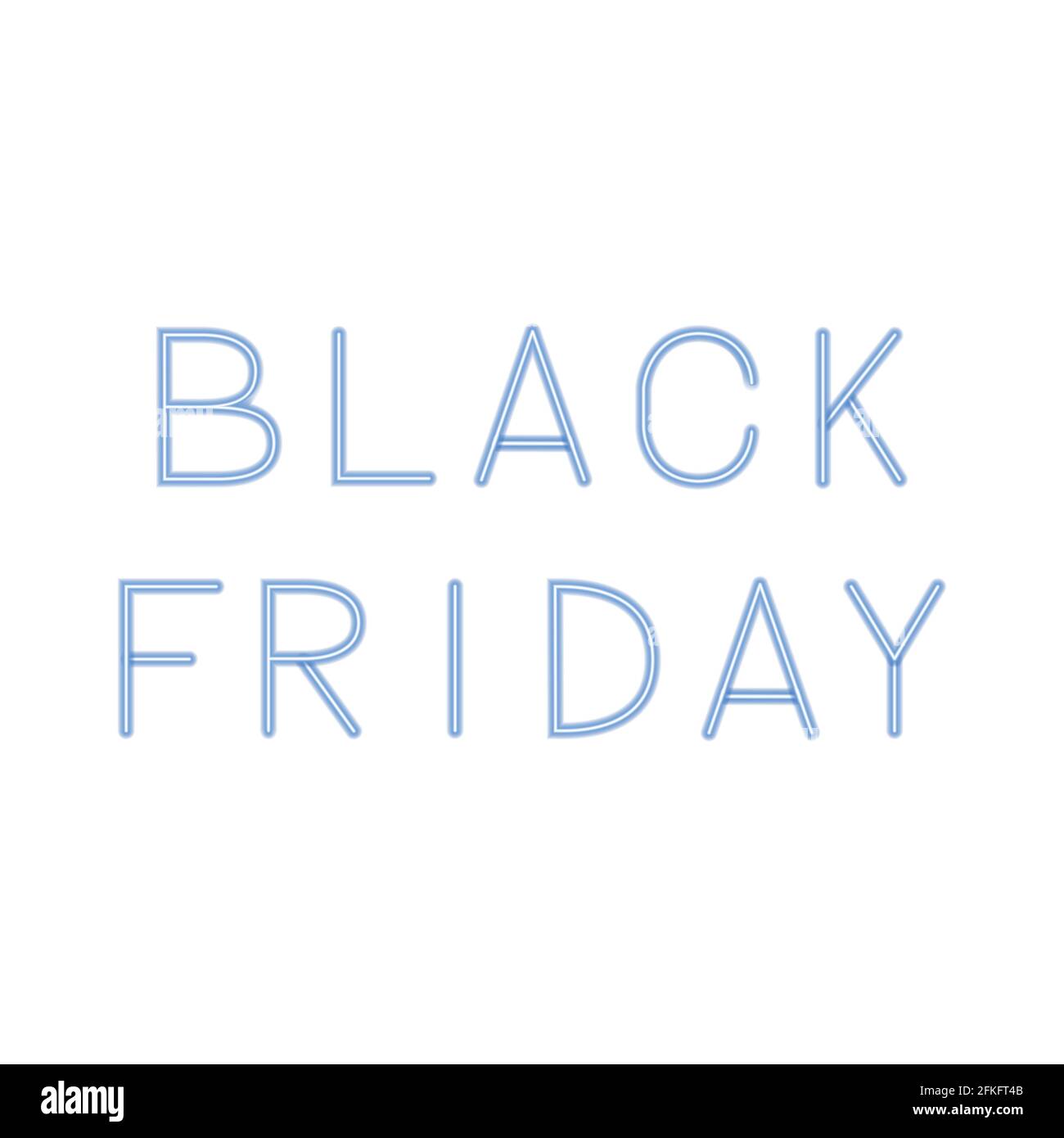 Realistic Black Friday blue neon sign isolated on white background ...