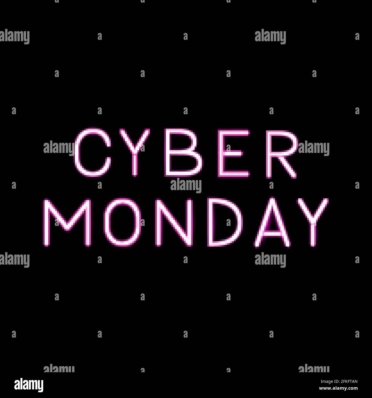 Cyber Monday hot pink realistic neon sign on black background. Online ...