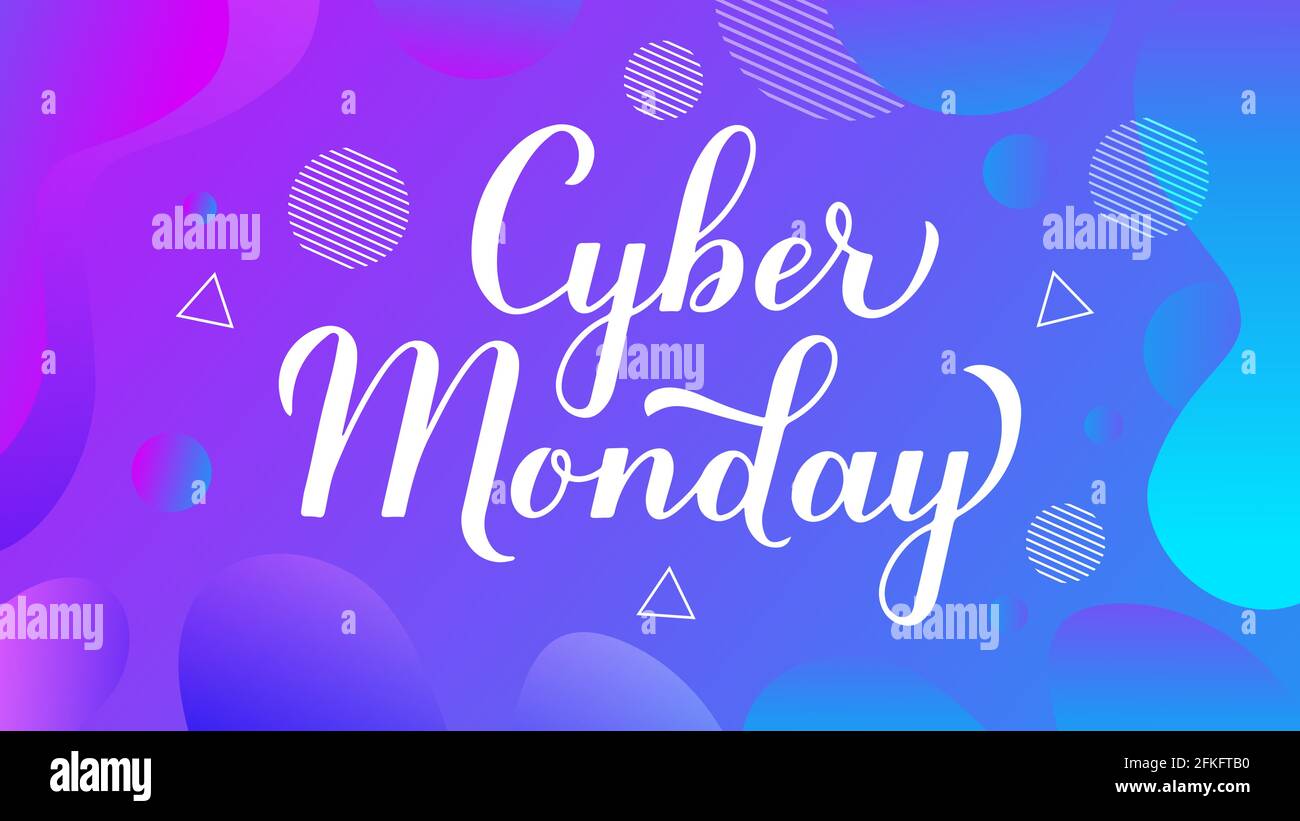 Cyber Monday calligraphy hand lettering on trendy gradient background ...