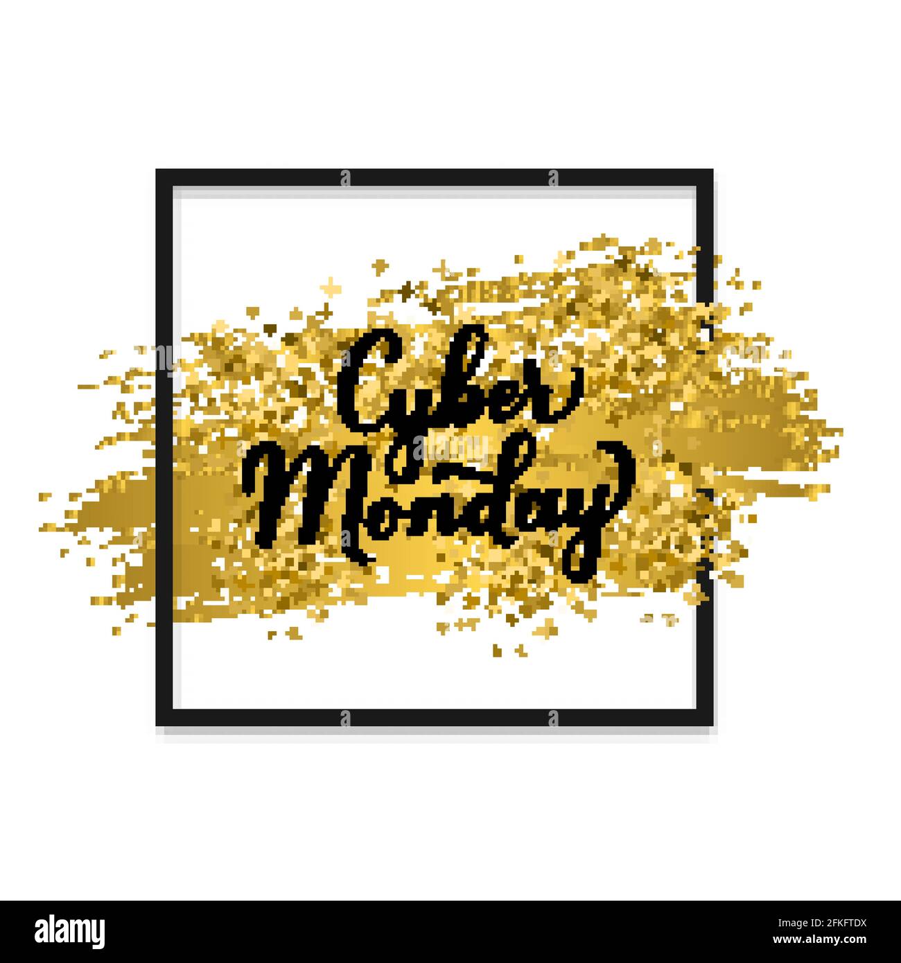 Cyber Monday calligraphy hand lettering on gold brush stroke. Seasonal ...