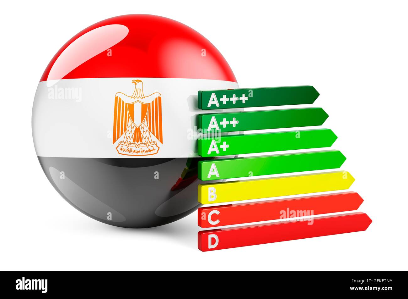 Egyptian flag with energy efficiency rating. Performance certificates ...