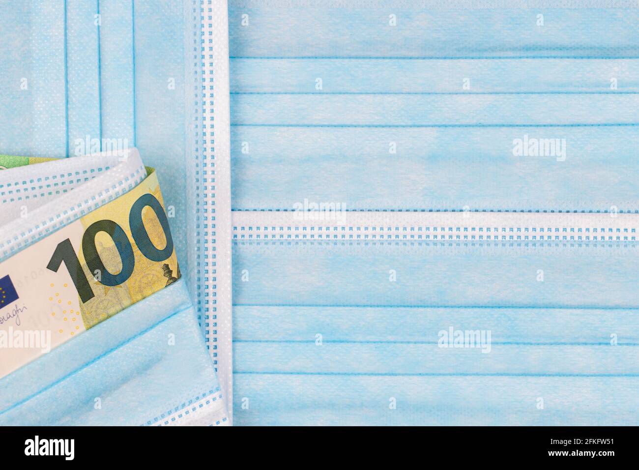 Medical face mask and cash money background. Disposable protective ...