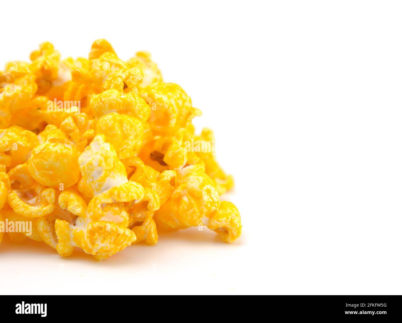 Yellow Cheddar Cheese Popcorn on a White Background Stock Photo - Alamy