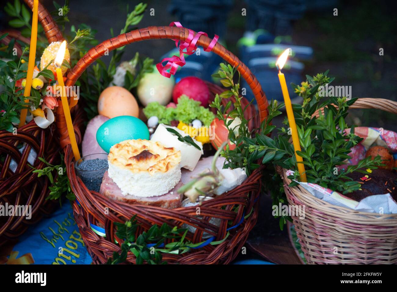Easter baskets before consecration. Christians around the world ...